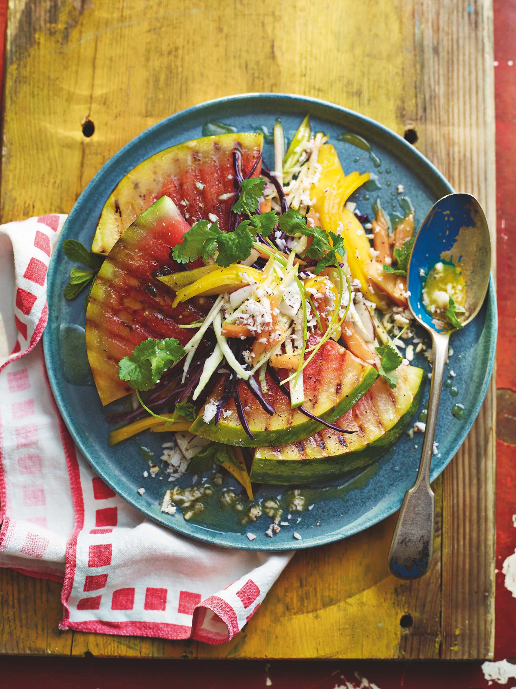 Chargrilled Watermelon with Sunshine Slaw & Honey Orange Dressing ...