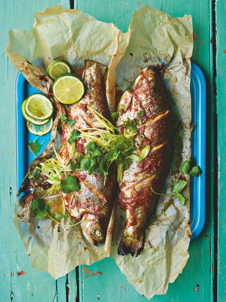 Tamarind Rainbow Trout with Ginger & Spring Onions - Ainsley Harriott
