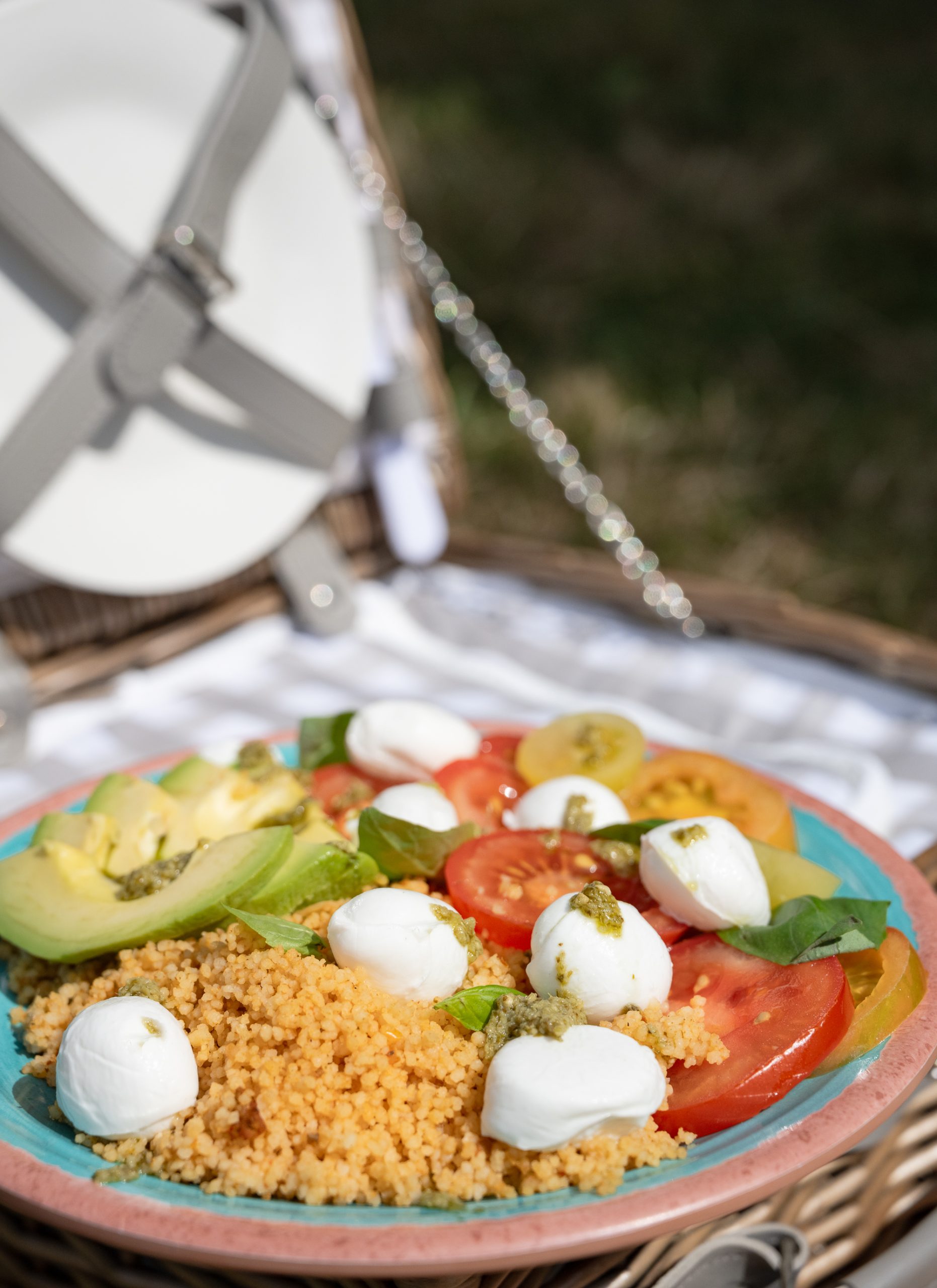 Caprese Salad with Couscous & Avocado and an Easy Pesto Dressing ...